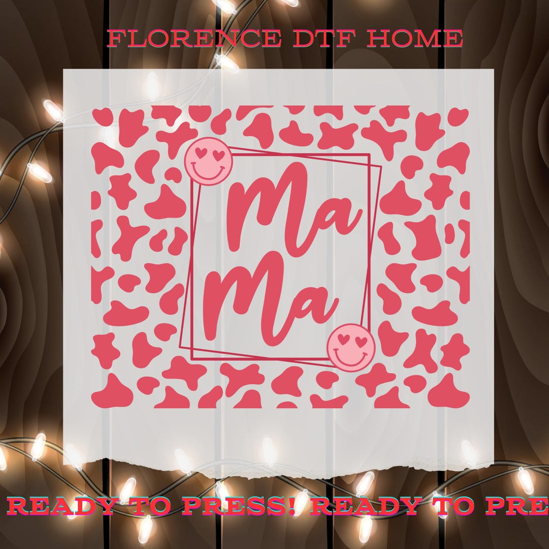 Pink Smiley Ma Ma Mom Shirt DTF Transfer, Cute Mother’s Day Ready to ...