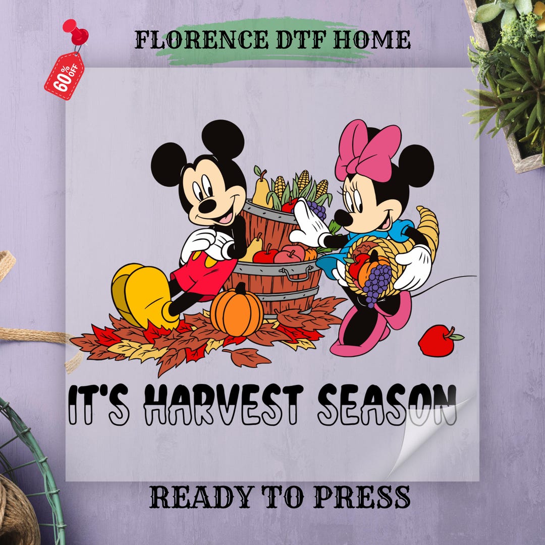 It's Harvest Season Mickey and Minnie Love Dtf Transfer, Disney Autumn ...