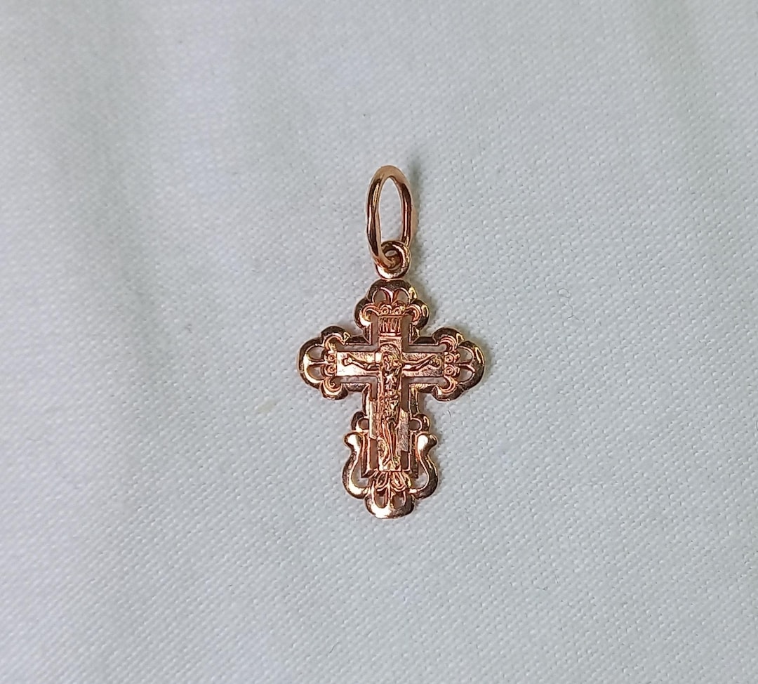 Ukraine Ukrainian Orthodox Cross Pendant Suspension Gold Golden Au 585 ...