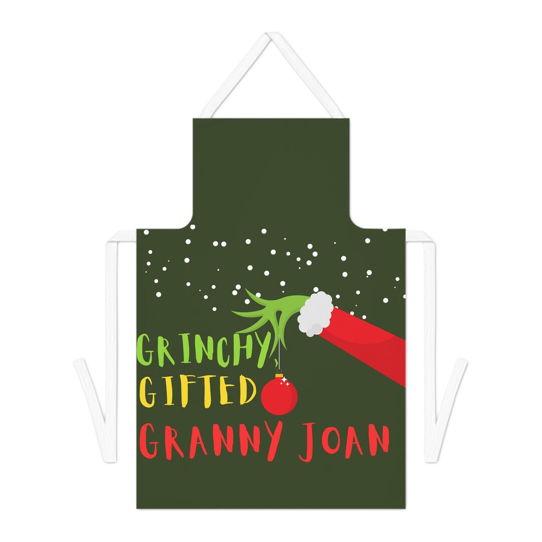 Customizable Grinch Adult Apron Personalized Christmas Cooking Cover ...