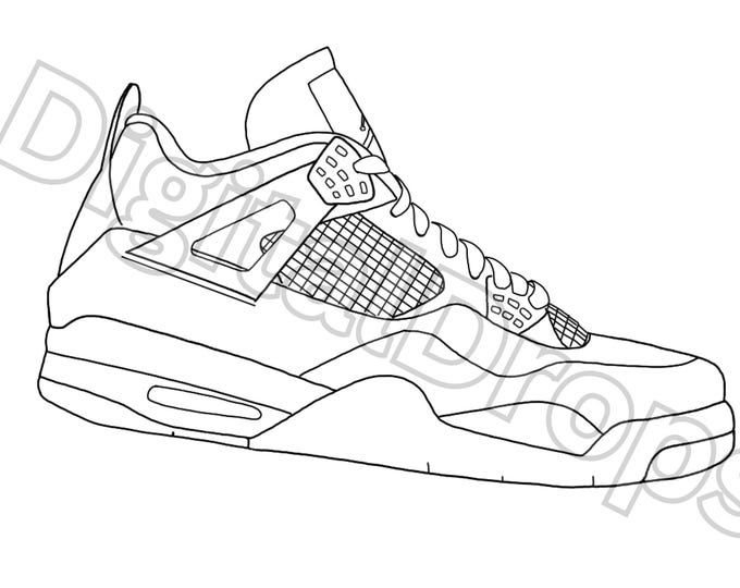 Air Jordan 4 Digital Coloring Sheet Print - Etsy