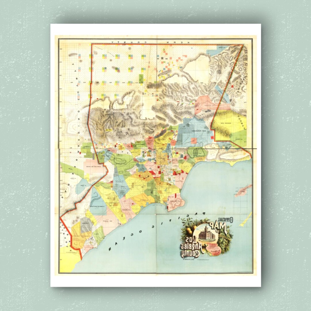 Los Angeles County Historic Map Vintage California Map Ranchos ...