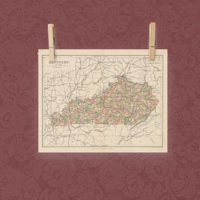 Kentucky Map Print Kentucky Wall Art Kentucky Decor Moving Gift ...