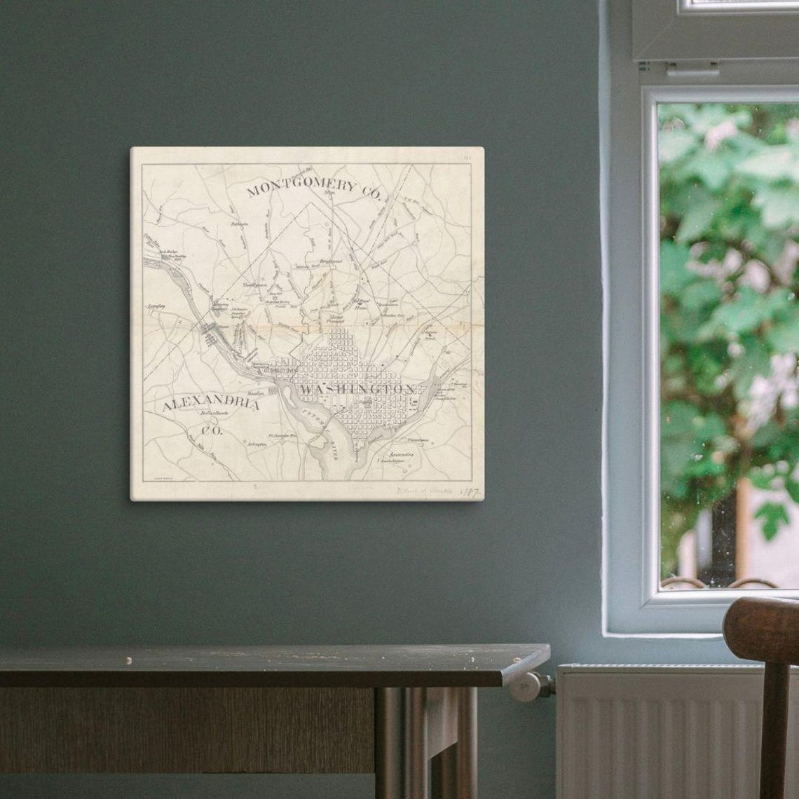 Washington DC Map Wall Decor Canvas Map Decor Washington Dc Map Gift ...