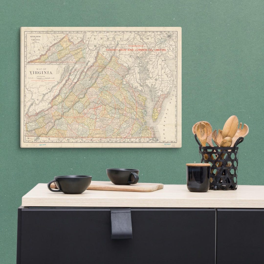 Virginia State Map Print Virginia Wall Art Virginia Decor Moving Gift ...