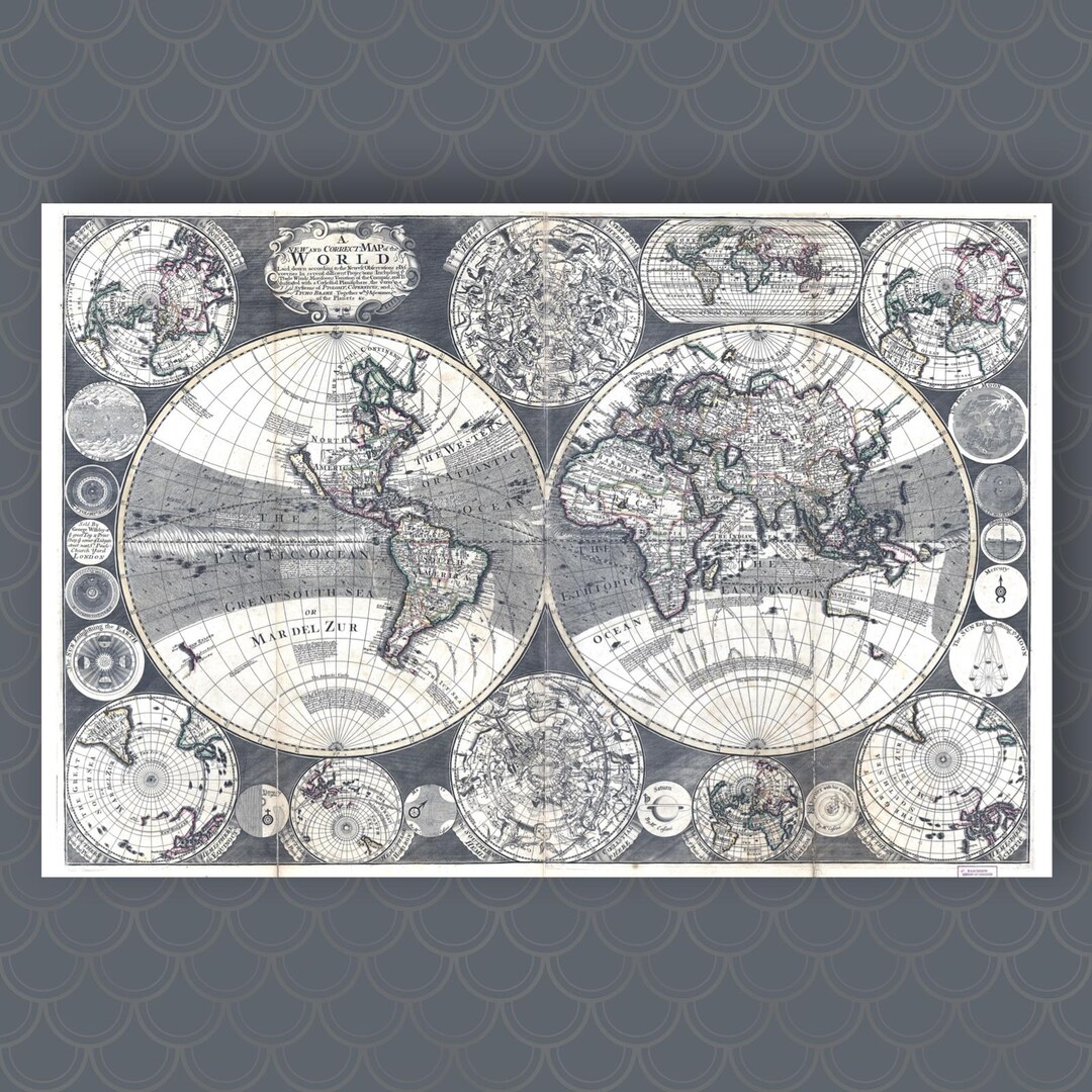 World Map Antique Map of the World Historical Map Reproduction Vintage ...