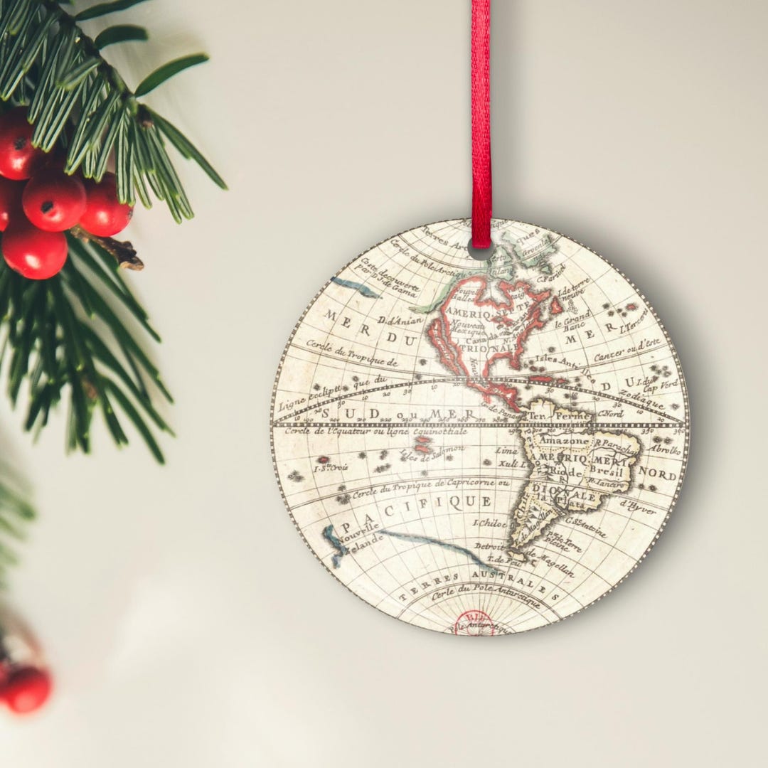 Vintage Globe Christmas Ornament Map Holiday Decor Retro Globe Ornament ...