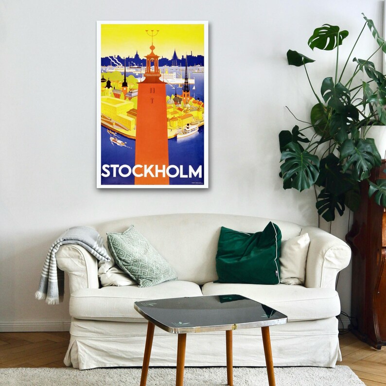 Stockholm Travel Poster: Retro Scandinavian City Art - Etsy