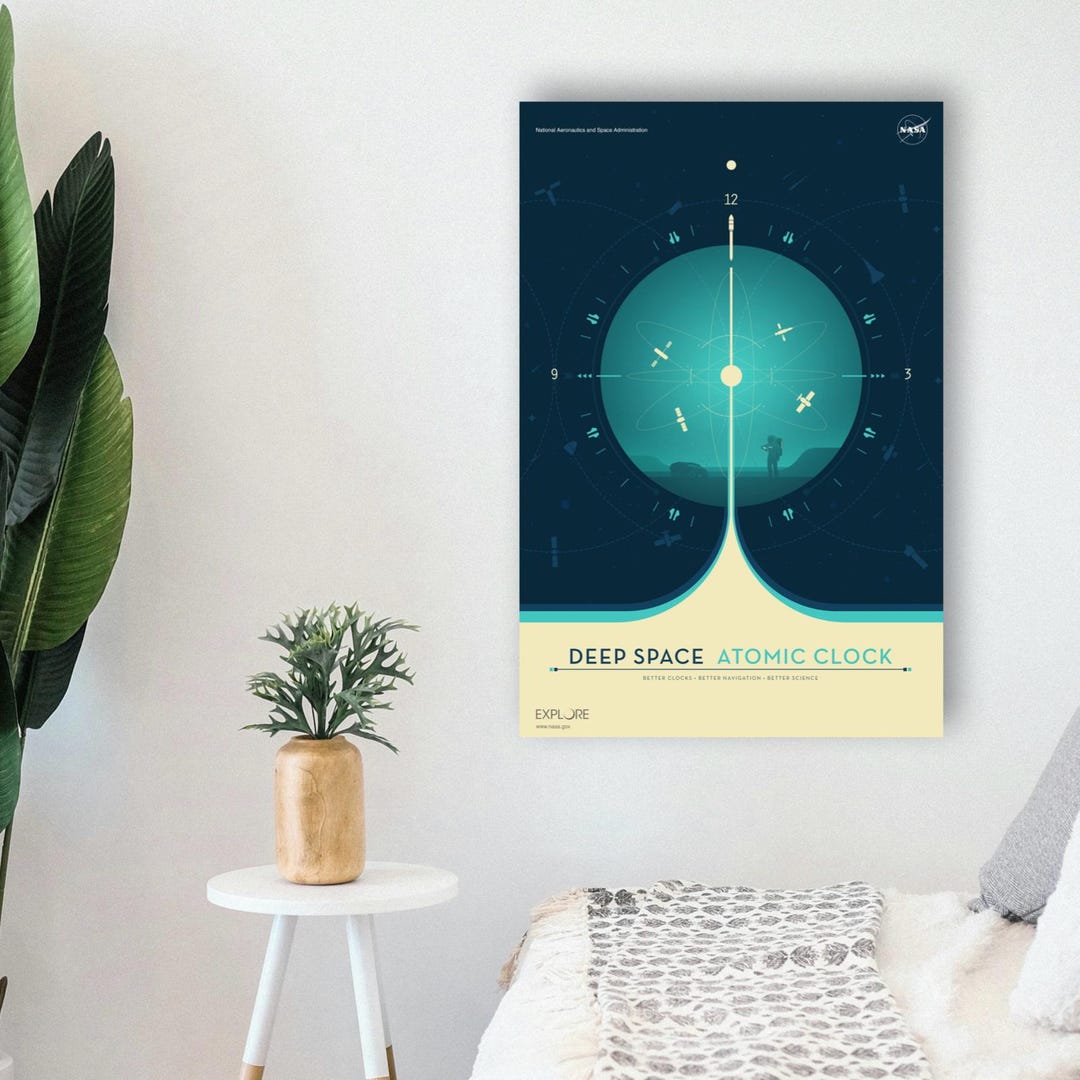 Atomic Clock NASA Print Blue Space Travel Poster NASA Space Destination ...