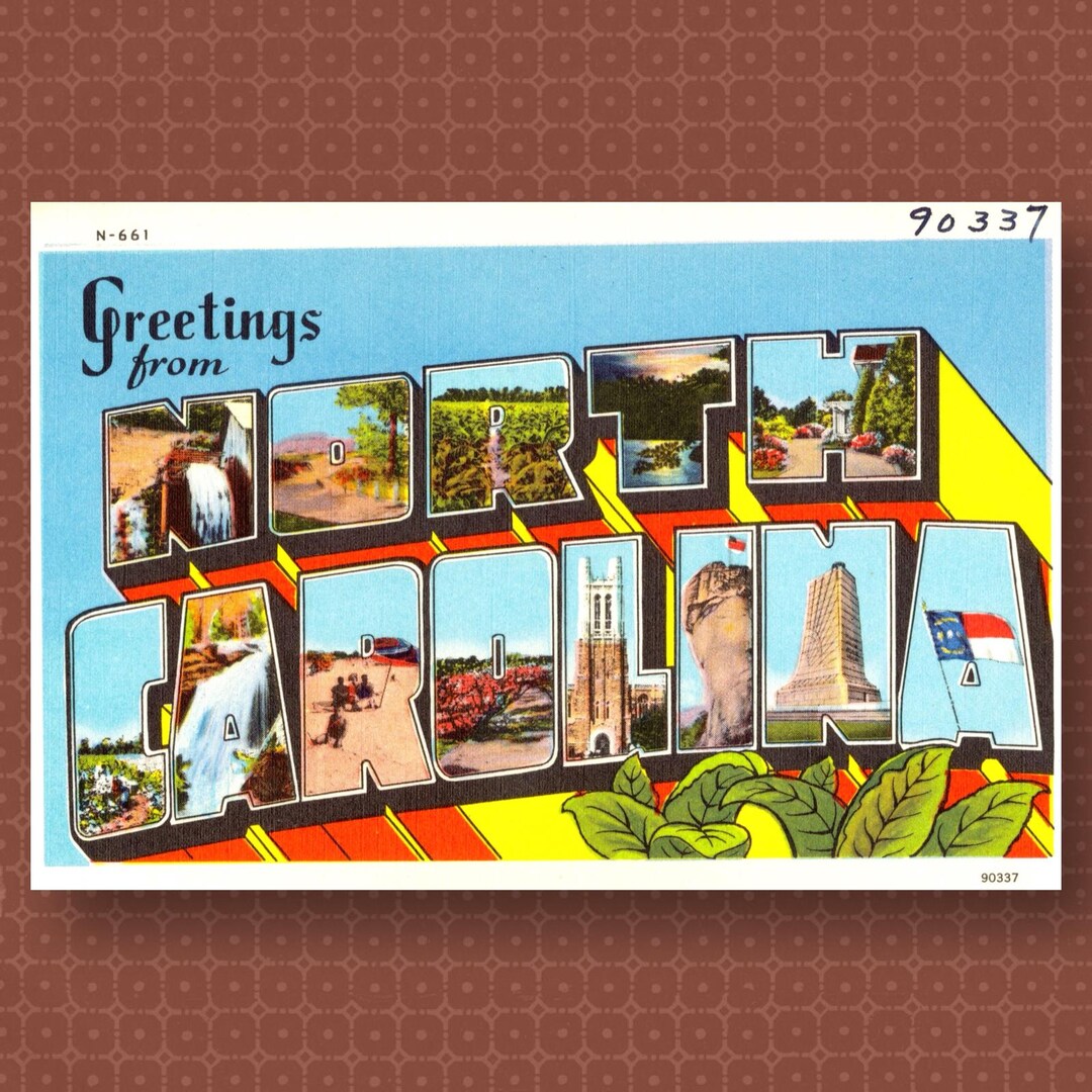 Vintage North Carolina Large Letter Postcard Art Print - Etsy