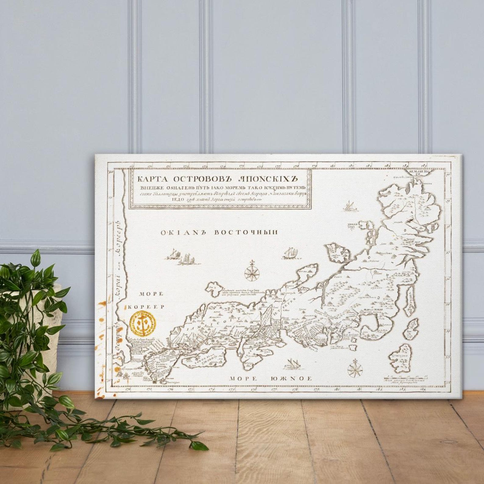 Japan Map Canvas Print Old Japan Map Wall Decor Japan Themed ...