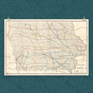 Iowa Railroad Map Print: 1881 Historic Wall Art - Etsy