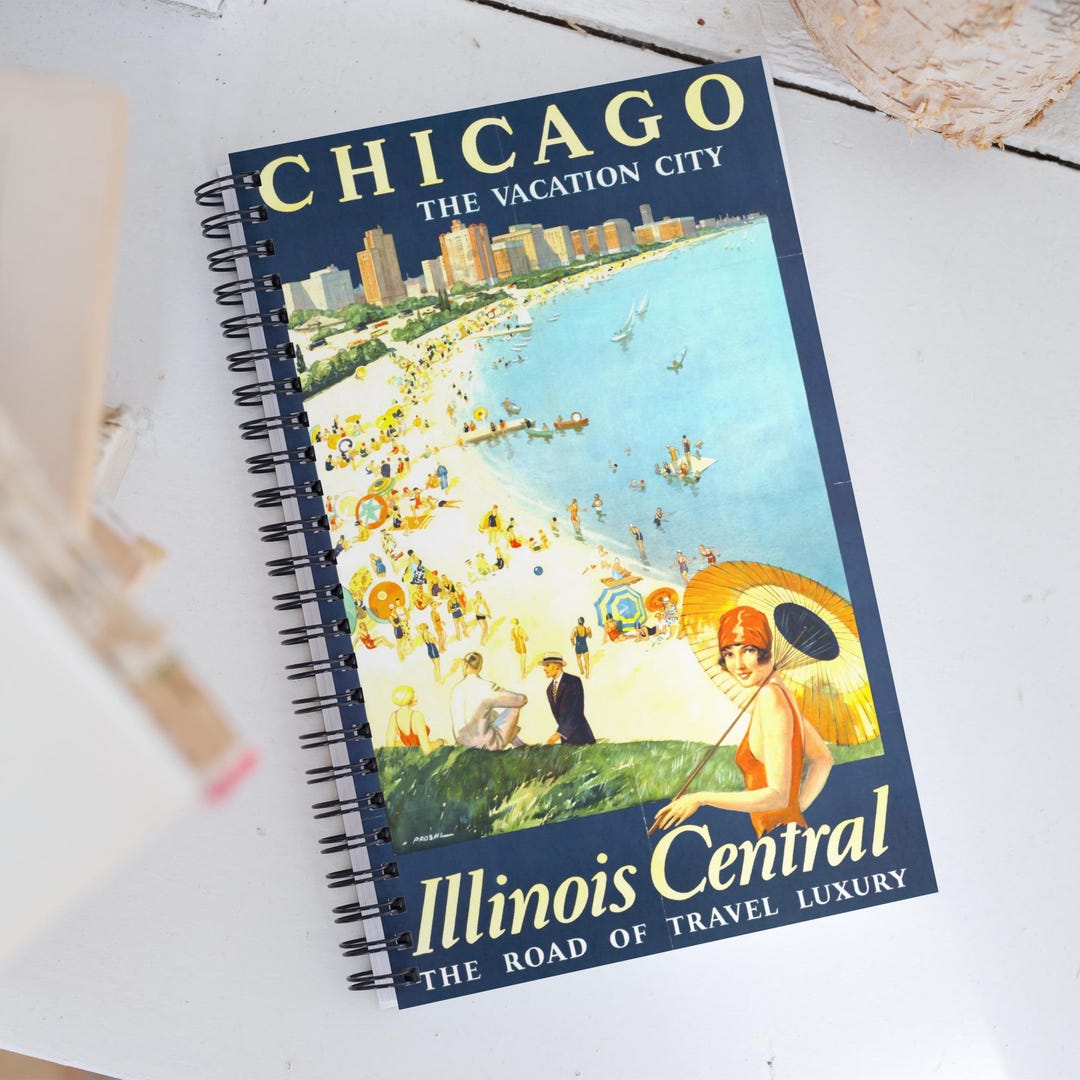 Vintage Chicago Travel Journal: 1930s Beach Scene Notebook - Etsy