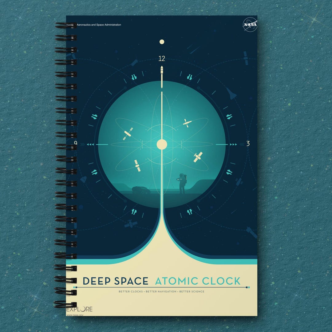 Atomic Clock NASA Notebook Blue Jet Propulsion Lab Retro Space Tourism ...
