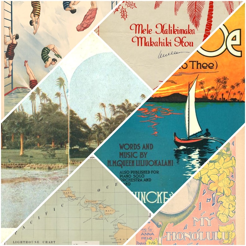 Hawaii Collage Kit Digital Download Printable Hawaii Vacation Scrapbook ...