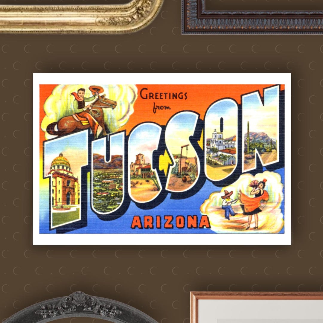 Tucson Arizona Vintage Travel Poster: Retro Southwestern Wall Art - Etsy