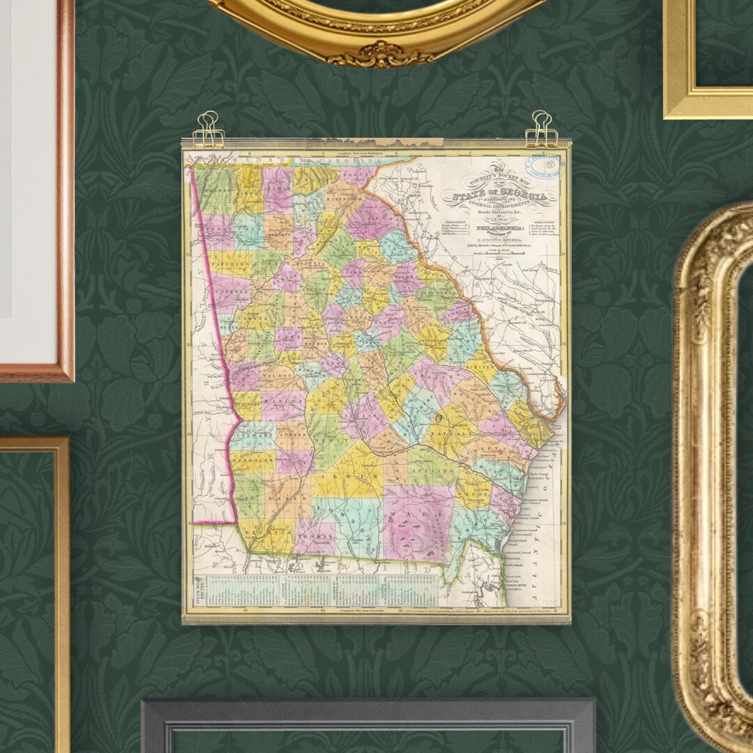 Vintage Georgia Map Print: 1835 Historic Wall Art - Etsy