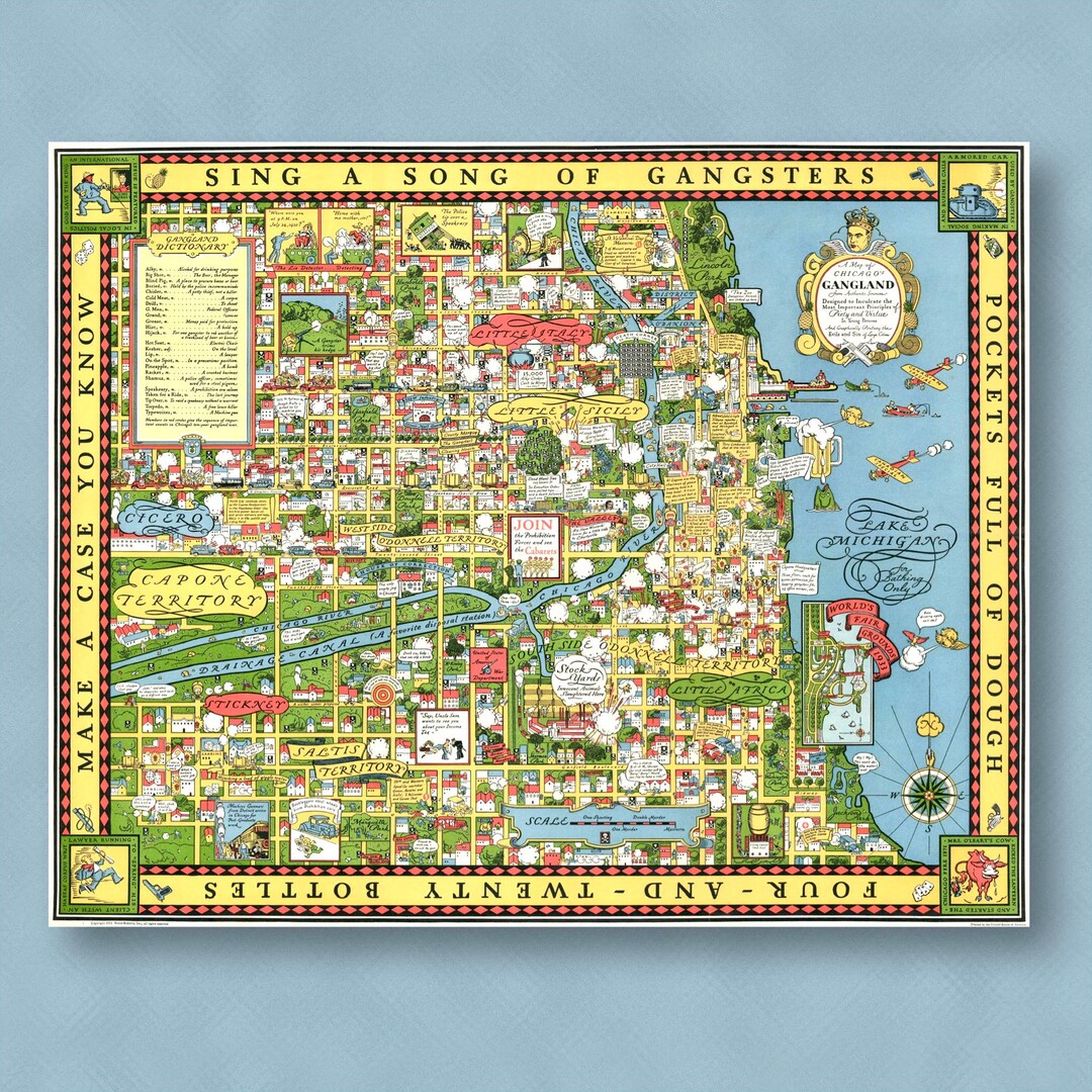 Chicago Gangster Map Print: Retro Prohibition Era Wall Art - Etsy