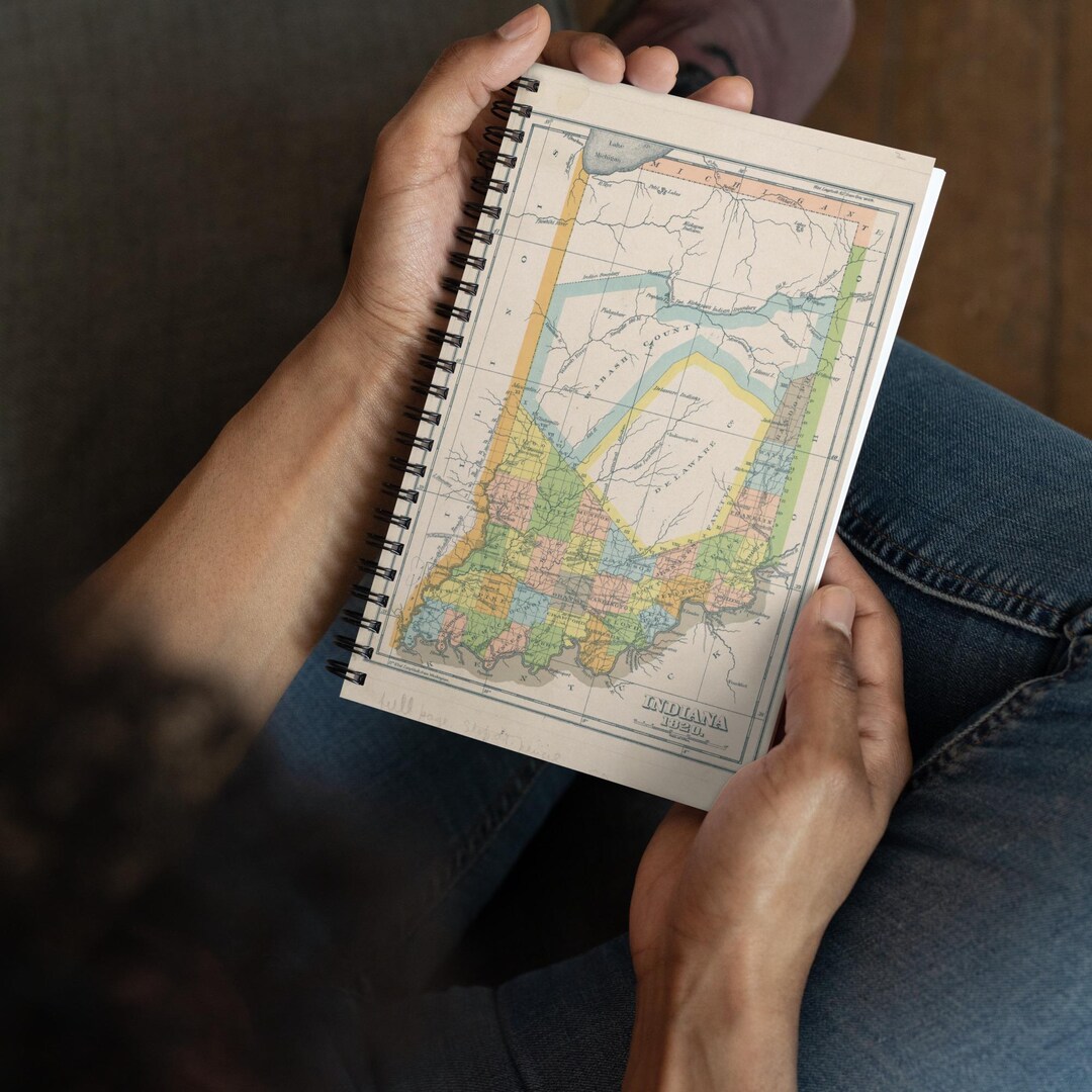 Indiana Map Notebook Historical Map Journal Vintage Indiana Map Unique ...
