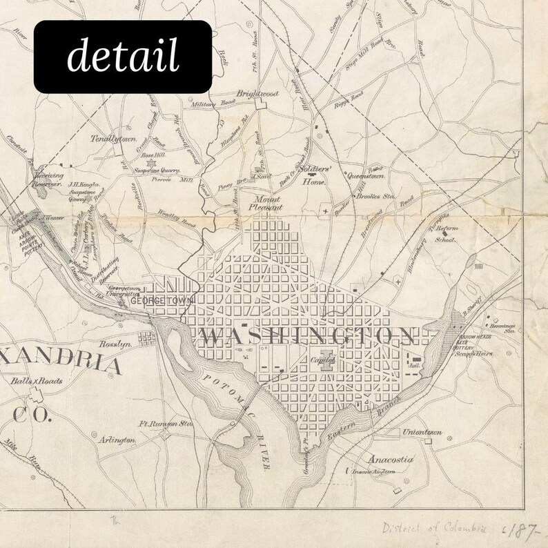 Washington DC Map Wall Decor Canvas Map Decor Washington Dc Map Gift ...