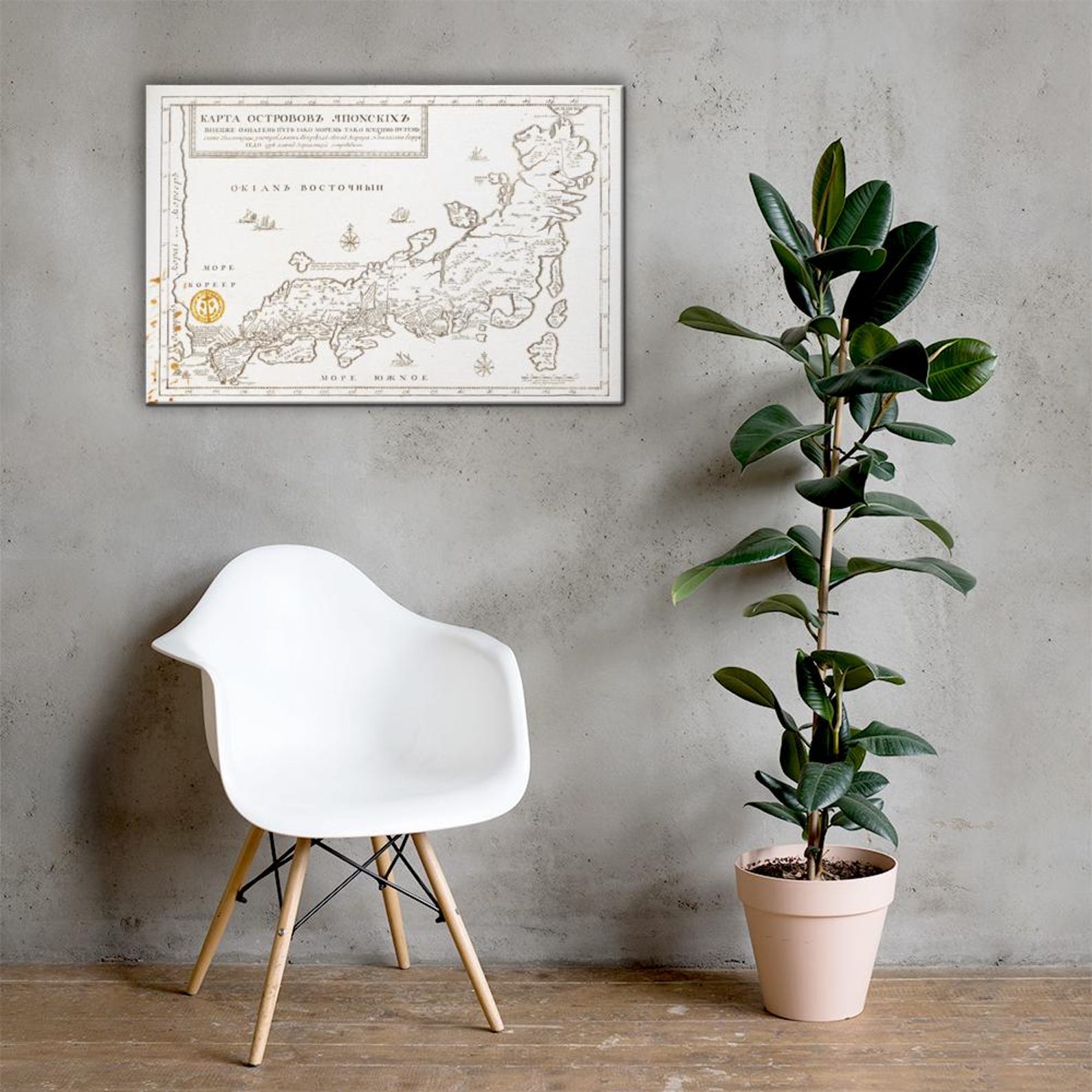 Japan Map Canvas Print Old Japan Map Wall Decor Japan Themed ...