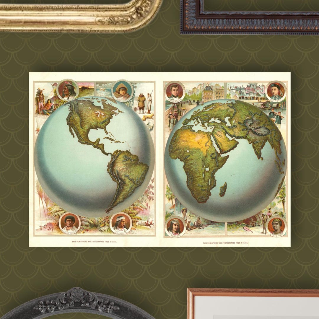 Old World Map Print Nostalgic Home Decor Antique World Map Poster ...