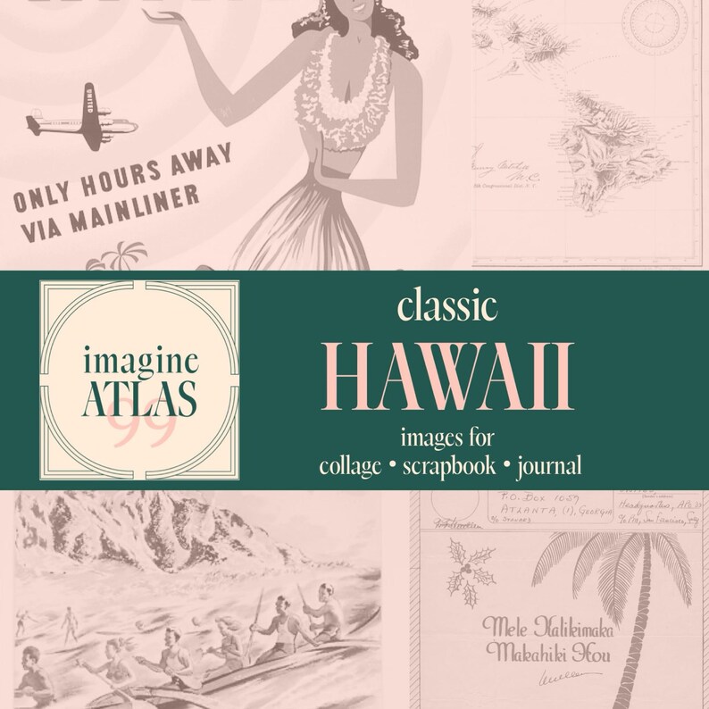 Hawaii Collage Kit Digital Download Printable Hawaii Vacation Scrapbook ...
