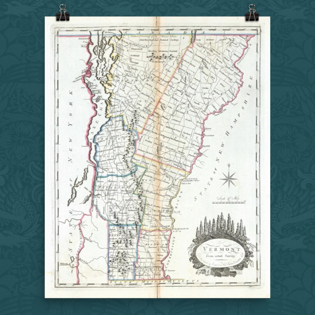Vermont Map Print: 1814 Historic Wall Art - Etsy