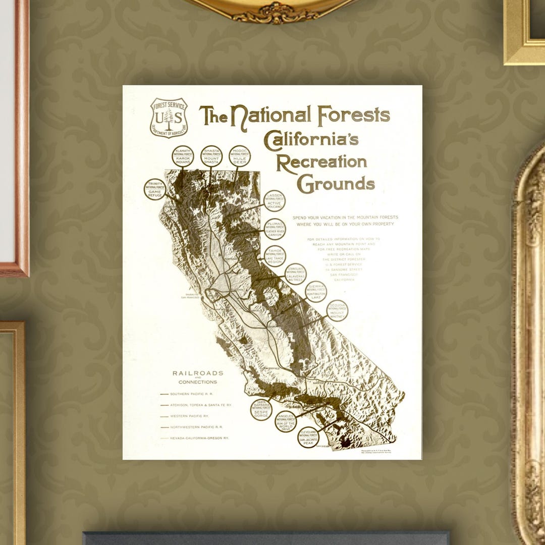 California National Forests Map Print: Retro Travel Poster - Etsy
