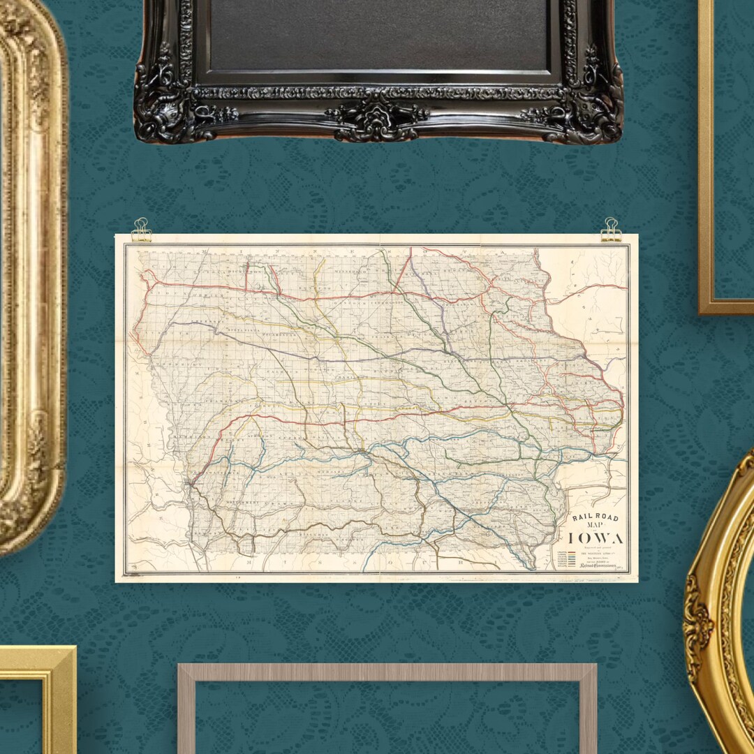 Iowa Print Map Wall Decor Poster Map Decor Iowa Map Gift New Home Gift ...