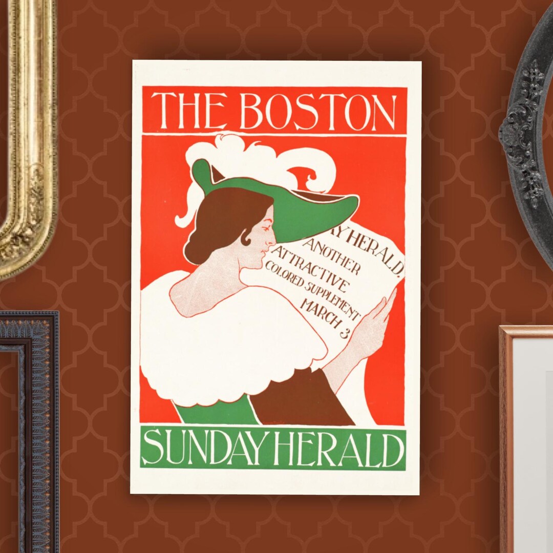 Art Nouveau Poster: Boston Sunday Herald Magazine Cover Print - Etsy