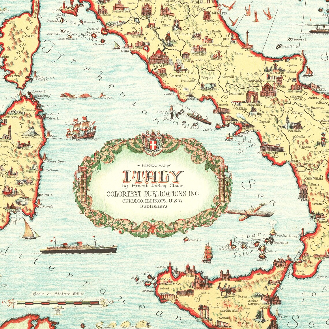 Vintage Italy Map Print: 1935 Historical Italian Wall Art - Etsy