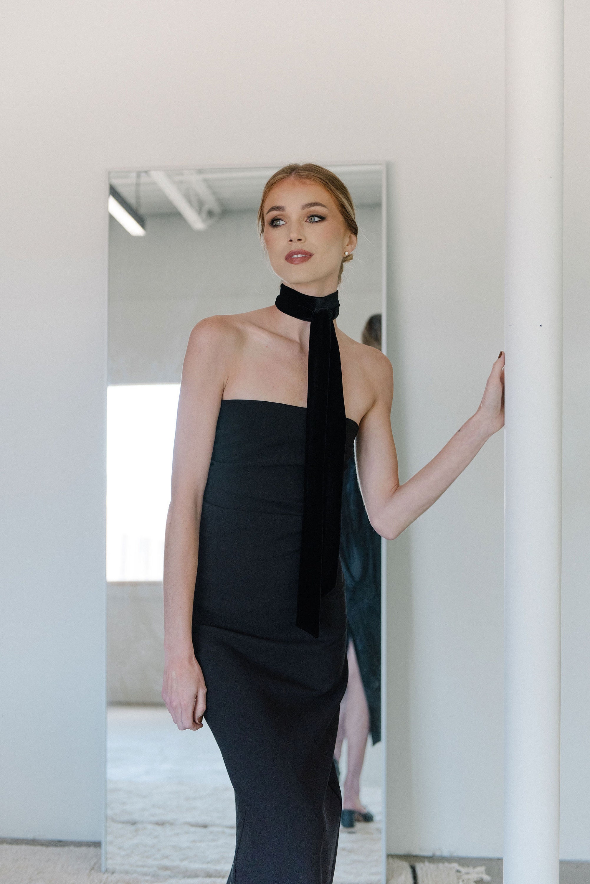 Long Velvet Skinny Scarf - Black — Stansberry Design