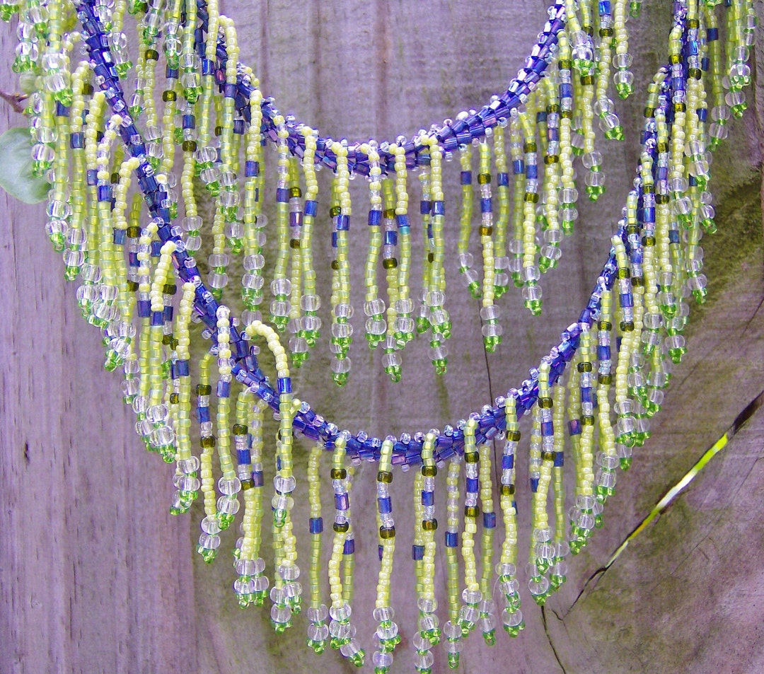 Long 1 3/4 Fringe Beaded in Periwinkle Blue Four Shades - Etsy