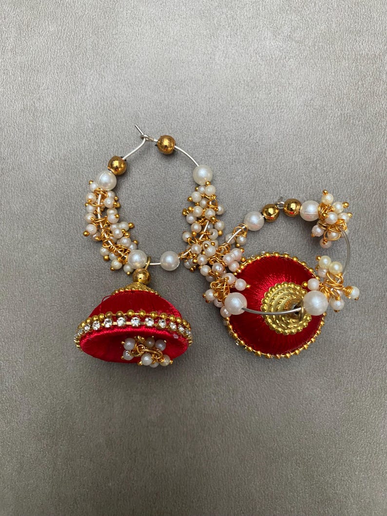 Silk Thread Jhumka Earrings – Handmade Indian Jewelry | Colourful ...