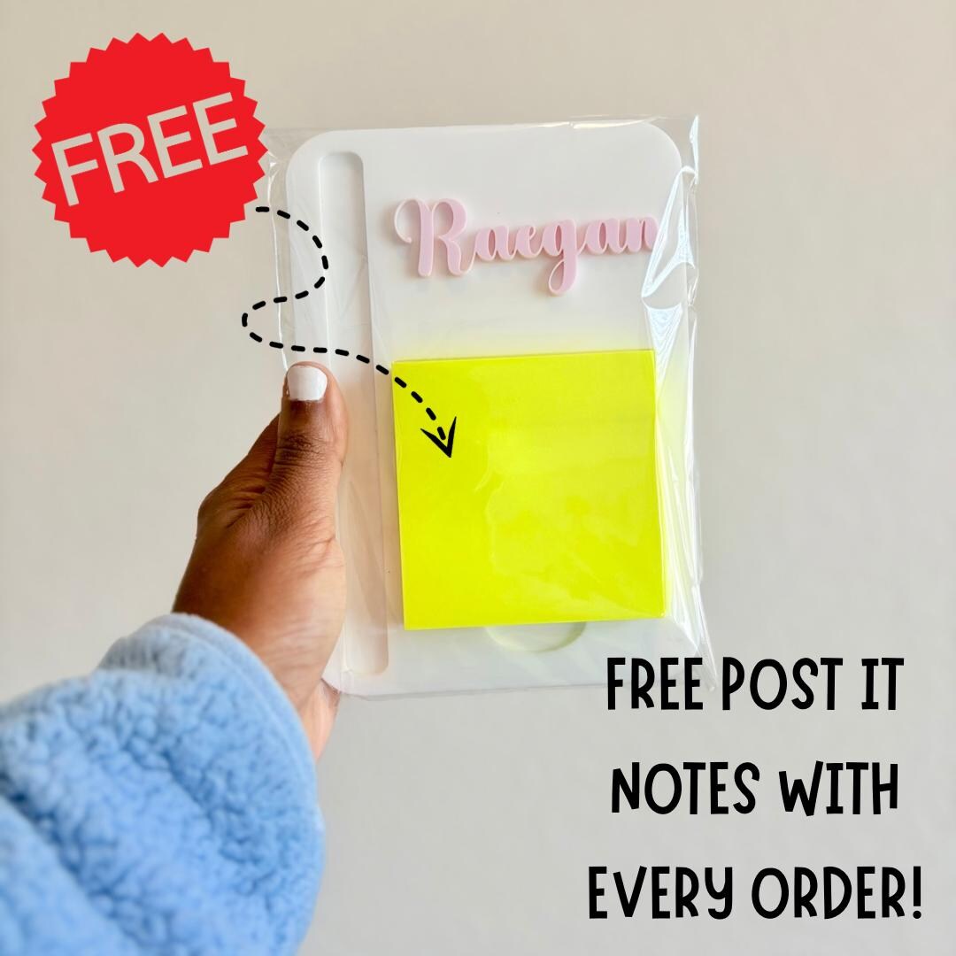 Personalized Post-it Note Holder With Pen Holder, Sticky Note Holder ...