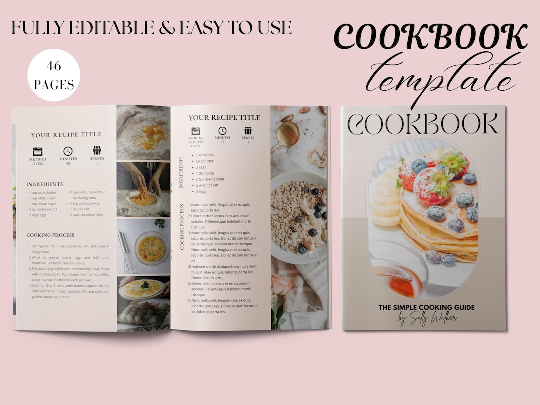 Editable Cookbook Template: Printable Recipe Book for Canva (8.5x11 ...