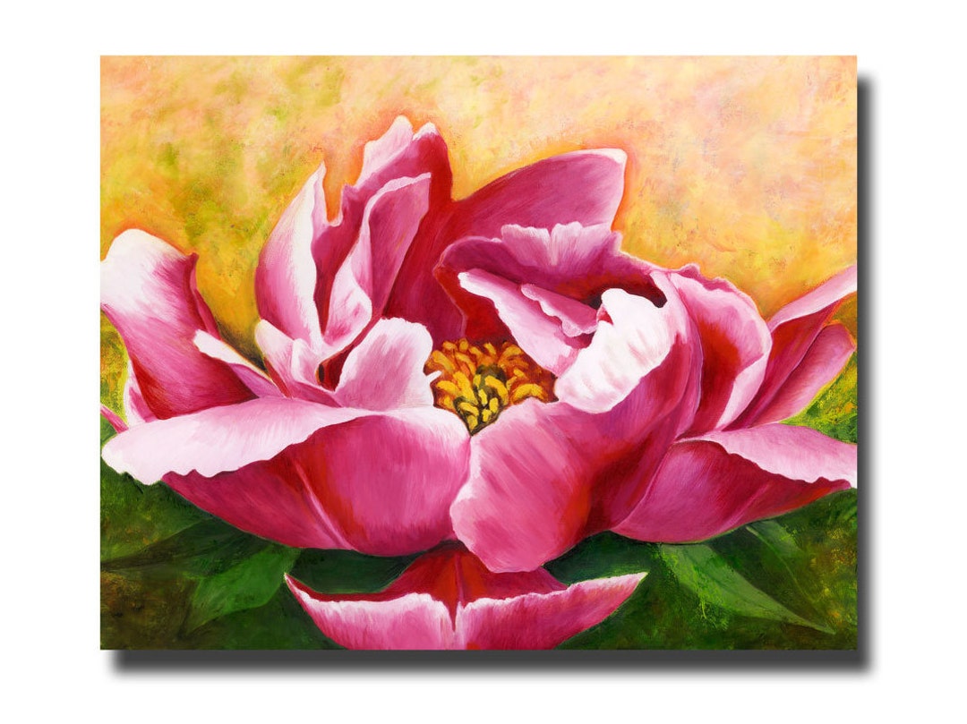 Peony Flower Art PRINT, Pink White Peony Floral Art Print , Colorful ...