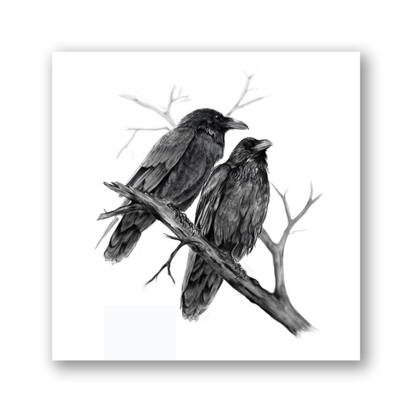 Raven Drawing - Etsy