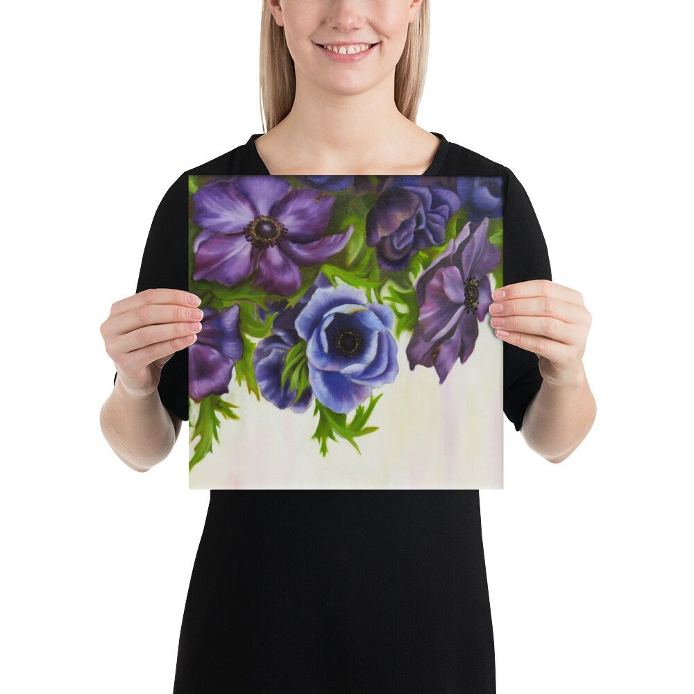Purple and Blue Floral Wall Art PRINT From Original Painting - Etsy