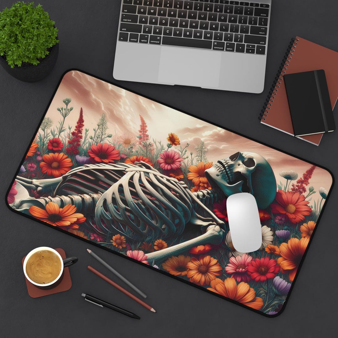 Victorian Skeleton Desk Mat Gothic Home Decor, Office Desk Pad, Gamer ...