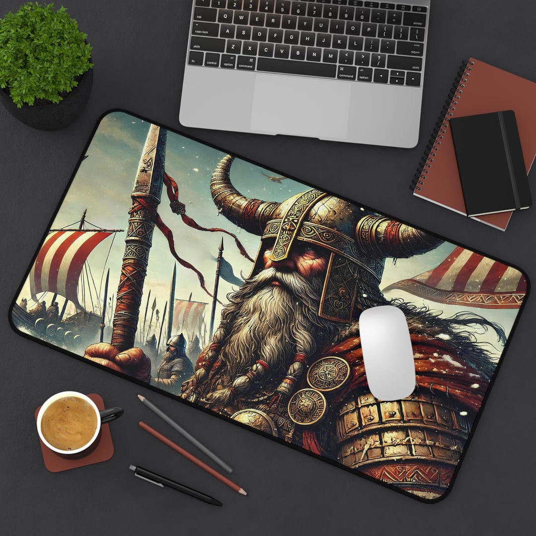 Viking Warrior Desk Mat - Norse Mythology Mousepad With Armor Decor ...