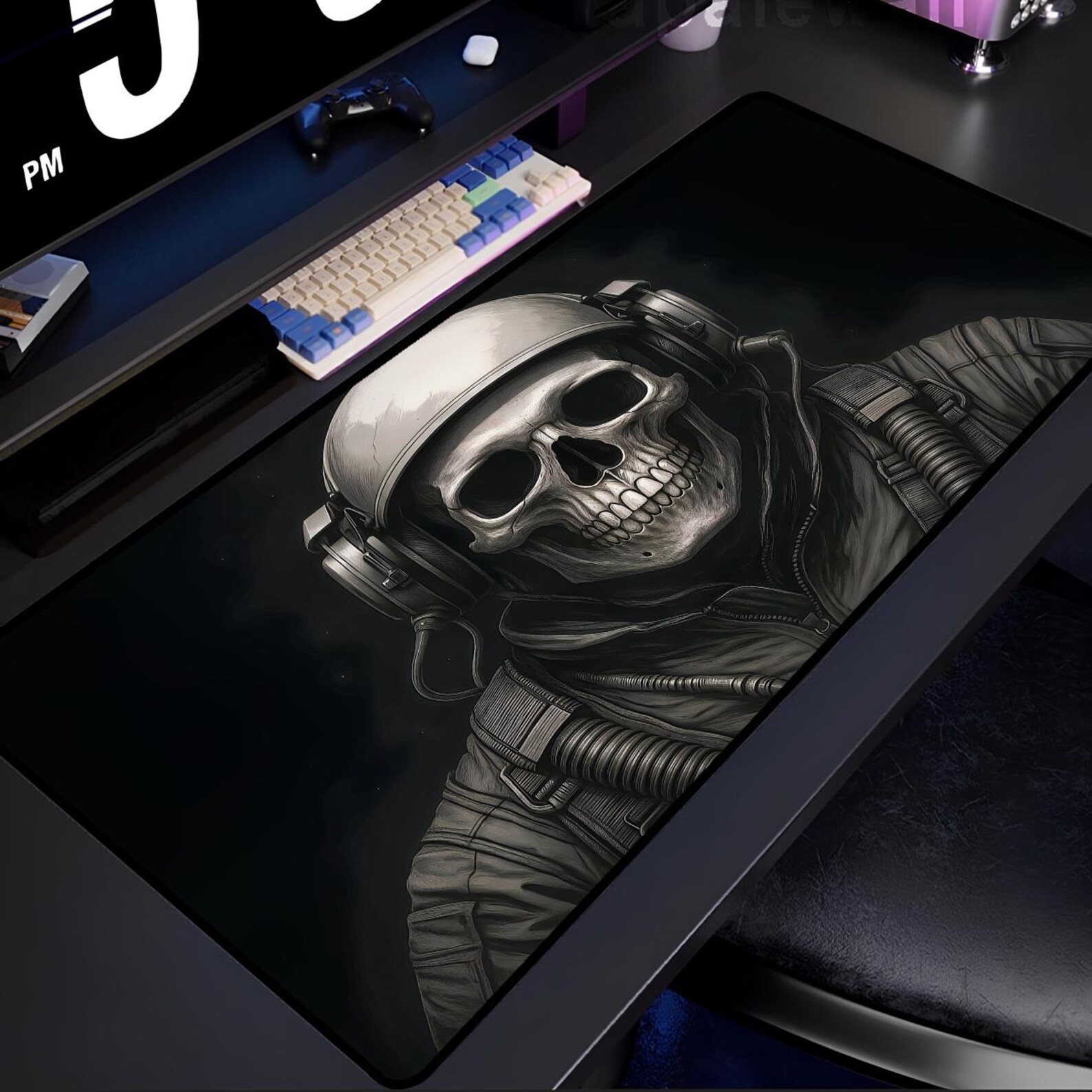 Tactical Skull Mouse Pad, Dark Operator Desk Mat, Large Extended ...