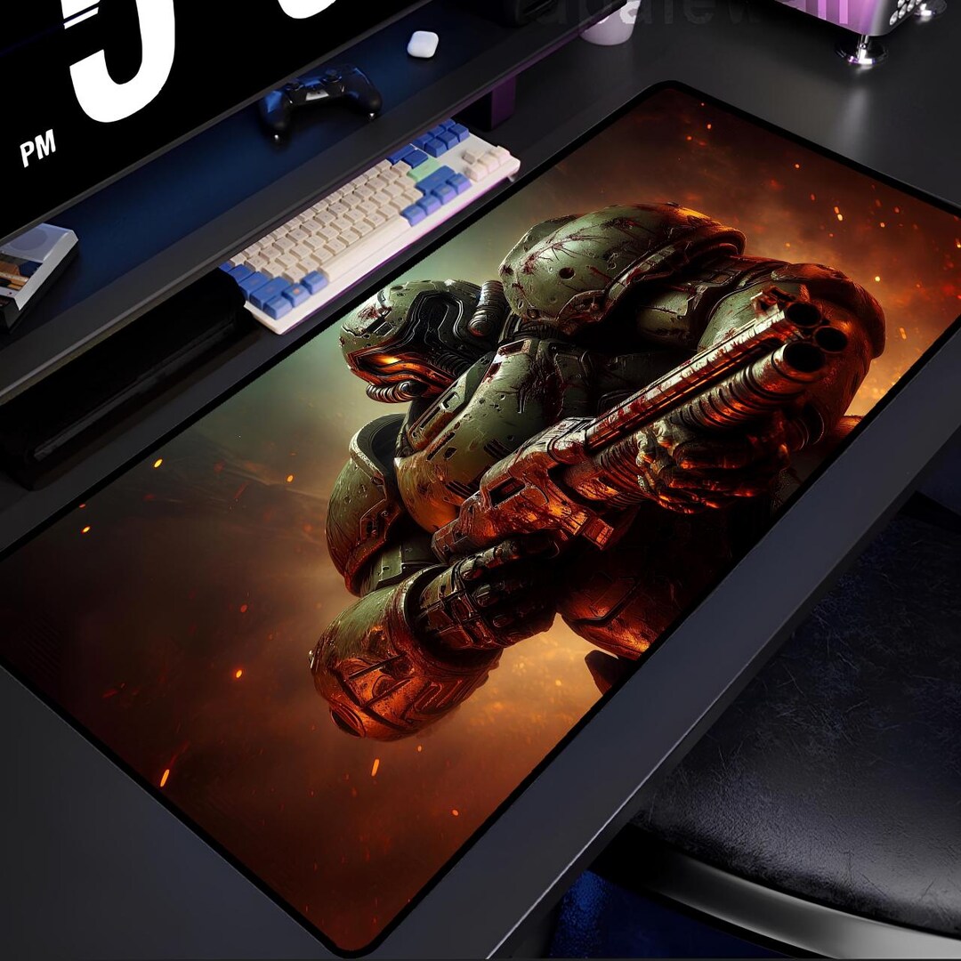 Epic Sci-fi Warrior Gaming Mouse Pad, Futuristic Armored Soldier Desk ...