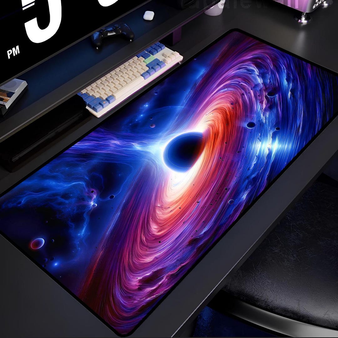 Black Hole Gaming Mouse Pad, Large Extended Desk Mat With Cosmic Space ...