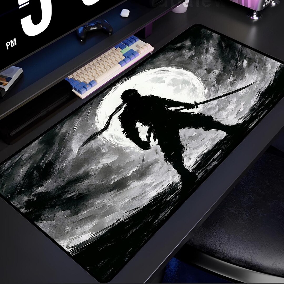 Samurai Ninja Desk Mat, Katana Warrior Mouse Pad, Japanese Aesthetic ...