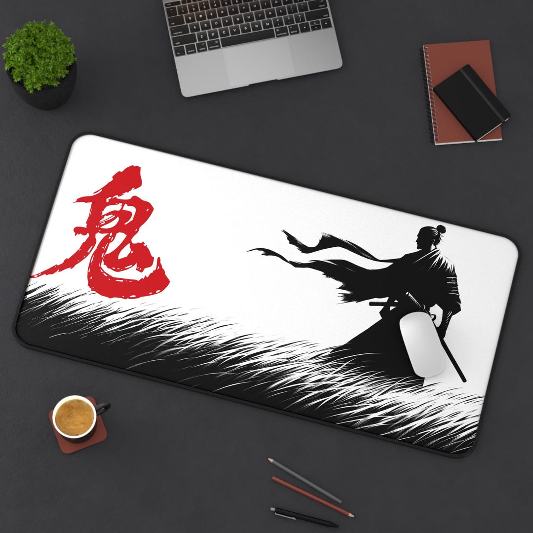Samurai Mousepad Japanese Art | Gaming Desk Mat | Sword Warrior Gift ...