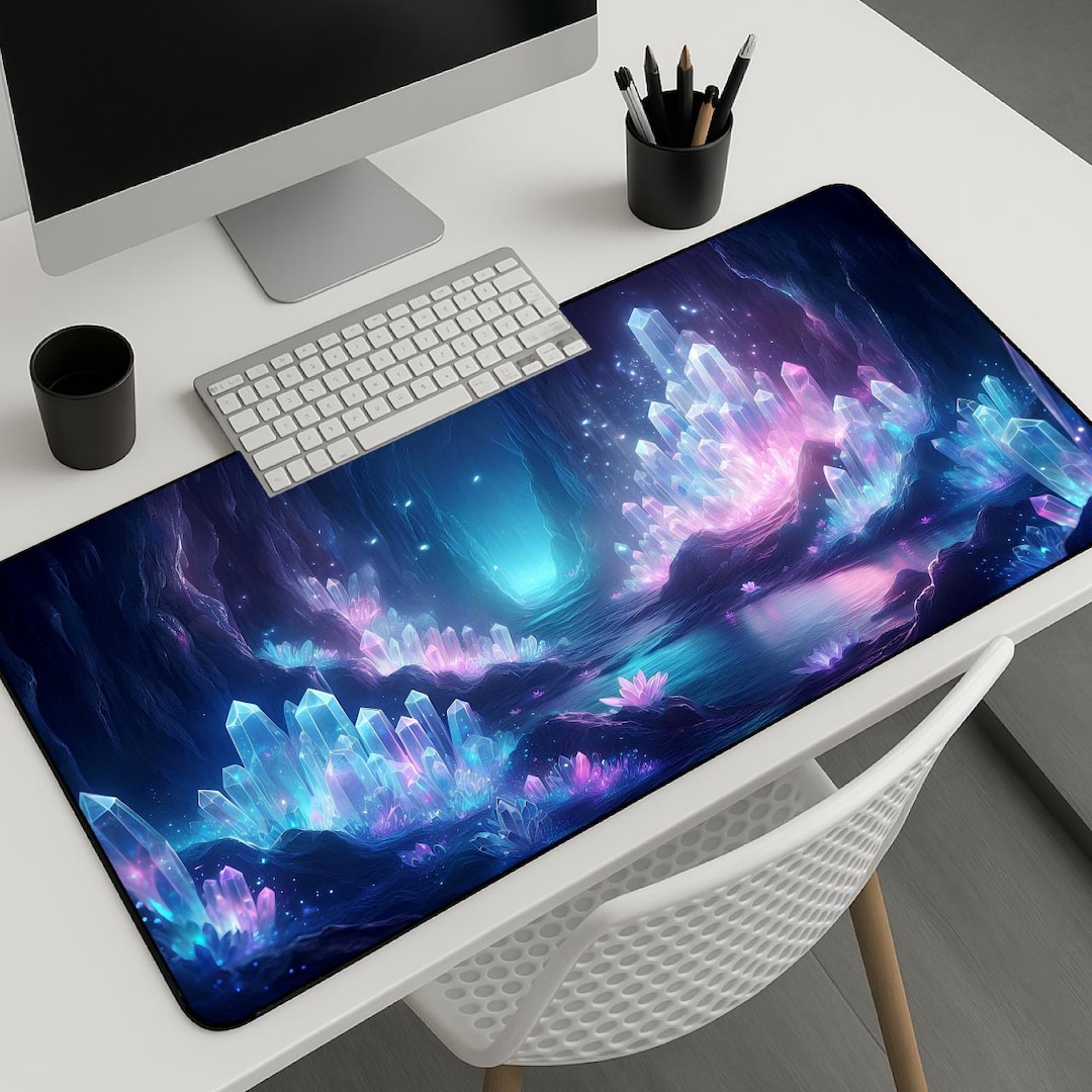 Crystal Cave Gaming Mouse Pad, Fantasy Glow Desk Mat, Large Extended ...