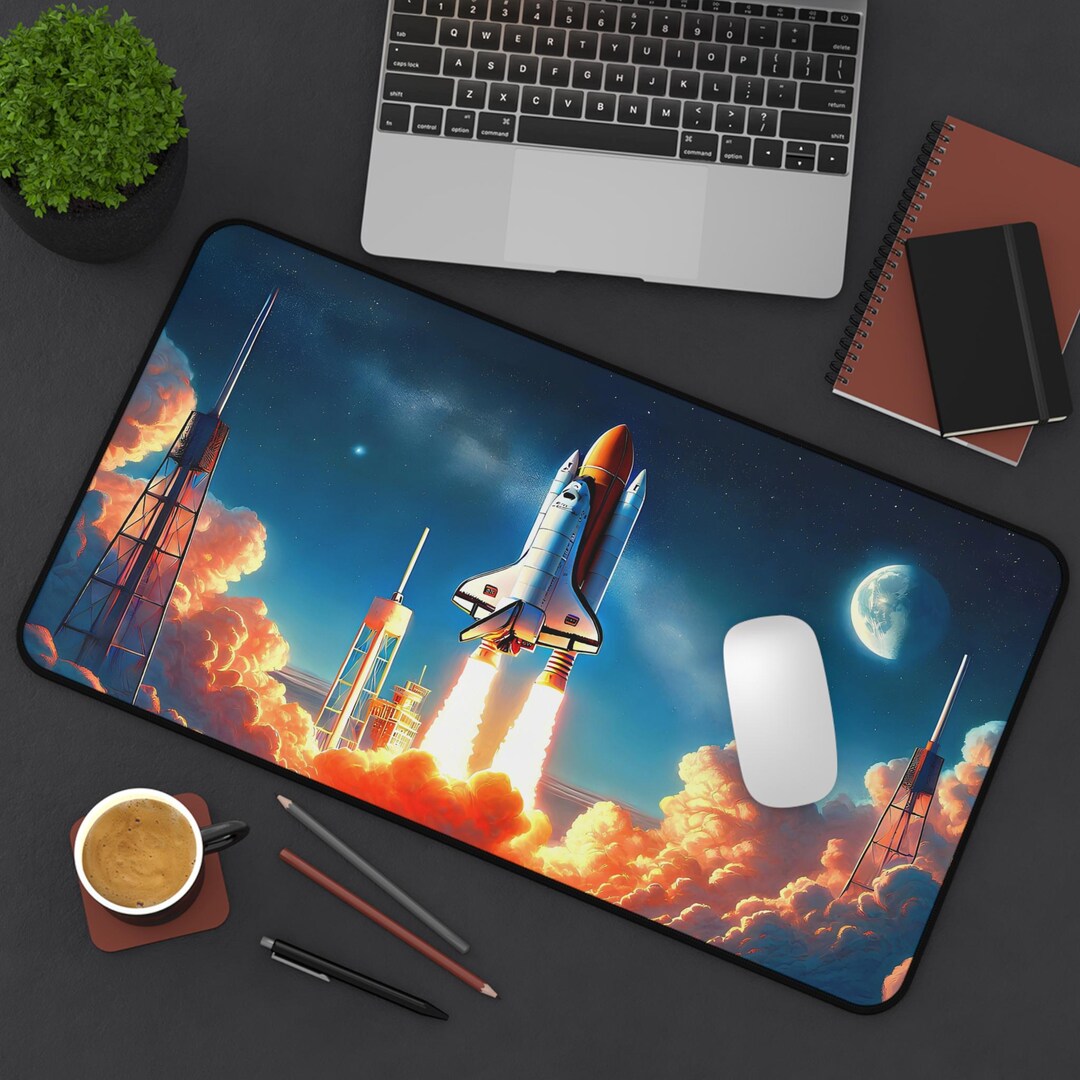 Space Shuttle Launch Desk Mat, Rocket Launch Mouse Pad, Galaxy Office ...