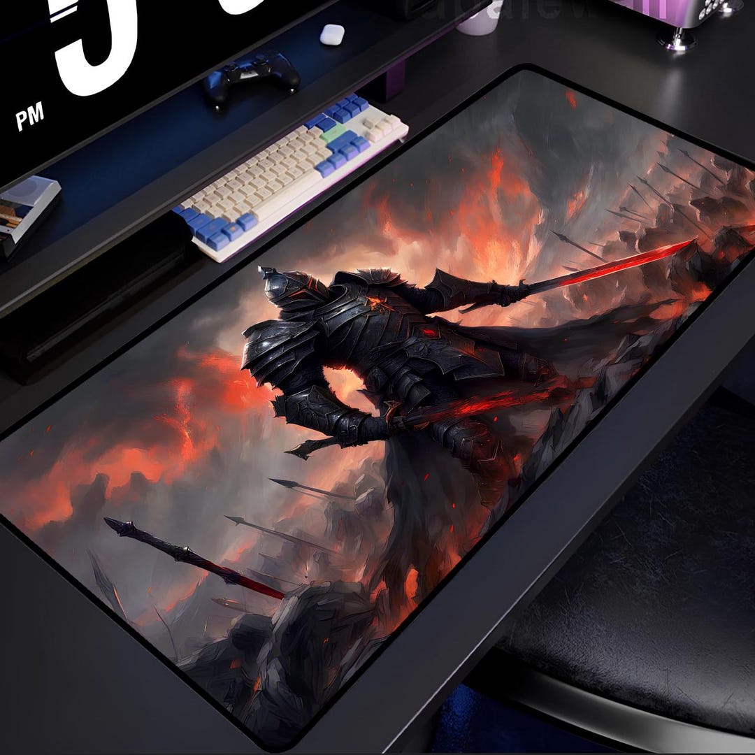 Dark Knight Gaming Mouse Pad, Large Extended Desk Mat, Fantasy Warrior ...